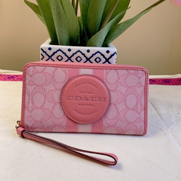 Coach | Bags | Coach Dempsey Large Phone Wallet In Signature Jacquard ...
